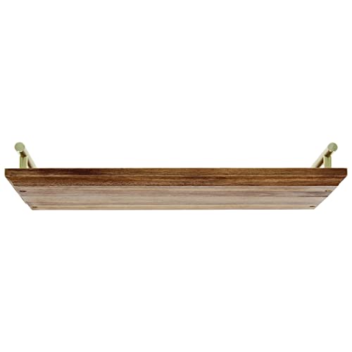 CreekView Home Emporium Acacia Wooden Serving Tray with Handles in Gold - 8x15in Rectangle Rustic Wood Serving Tray