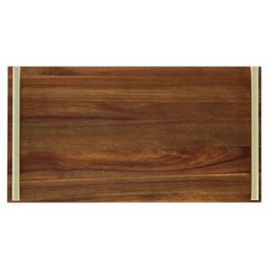 CreekView Home Emporium Acacia Wooden Serving Tray with Handles in Gold - 8x15in Rectangle Rustic Wood Serving Tray