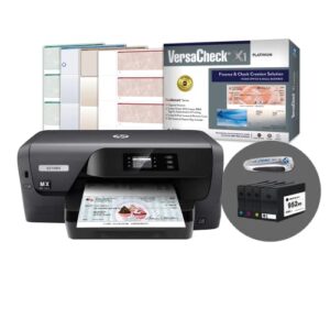 versacheck hp officejet pro 8210 mxe micr check printer x1 platinum check printing software bundle, black