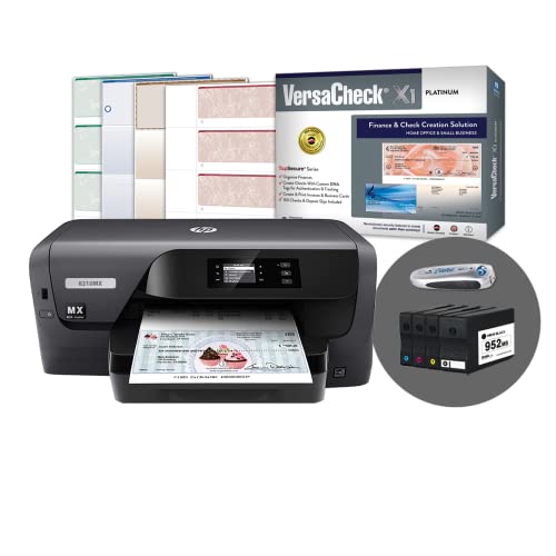 VersaCheck HP OfficeJet Pro 8210 MXE MICR Check Printer X1 Platinum Check Printing Software Bundle, Black