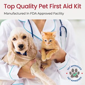 Dog First Aid Kit | Pet First Aid Supplies to Treat Your Dogs & Cats in an Emergency | Includes Pet First Aid Kit Book, Tick Remover, Slip Leash & Medical Essentials for Home, Camping, Car, RV, Travel