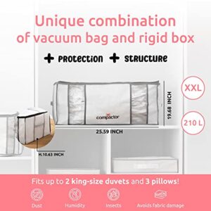 Compactor Vacuum Storage Bag XXL | Polypropylene + Nylon | Space Saver Vacuum Storage Bags for Clothes, Comforters & Blankets | Ultimate Storage Solution for Wardrobe, Moving | White Semi-Rigid Box |