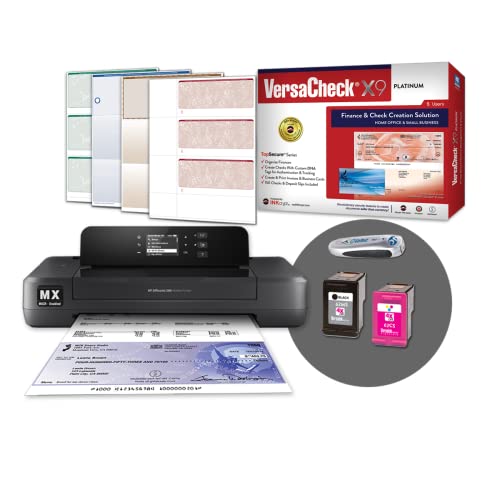 VersaCheck HP Officejet 200 MXE Portable Wireless MICR Printer X9 Platinum 5-User Printing Software Bundle