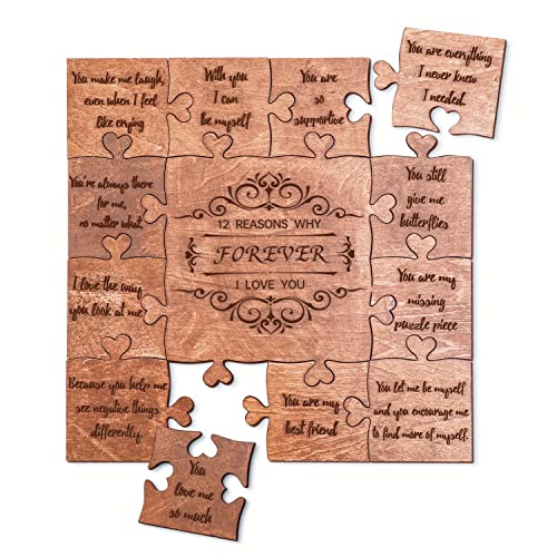 Anniversary Love Puzzle Gifts for Husband Wife Him Her Gifts- Birthday Gifts for Boyfriend Girlfriend Husband Wife Him Her Valentines Gifts 12 Reason Why I Love You