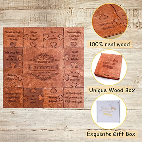 Anniversary Love Puzzle Gifts for Husband Wife Him Her Gifts- Birthday Gifts for Boyfriend Girlfriend Husband Wife Him Her Valentines Gifts 12 Reason Why I Love You