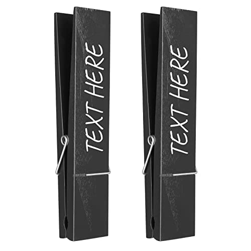 Large Clothes Pins, Personalised Custom Jumbo Clothespins 12 Inch, Wooden Clothespins, for Bathroom, Laundry Room, and Kitchen Decor (Black)