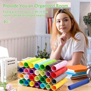 28 Holes Vinyl Storage Organizer, Acrylic Vinyl Roll Holder Vinyl Sheet Storage Rack Display Stand for Craft Room, Transparent and Lightweight, Compatible with 2-Inch Vinyl Roll - Clear Acrylic