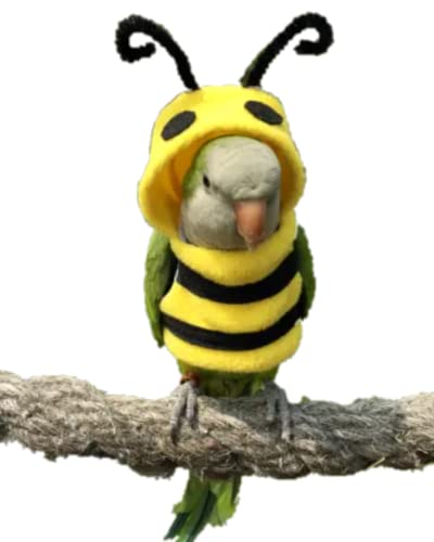 Bird Costume Bird Diaper Flight Suit Bird Bee Shape Bird Clothes Cosplay Photo Prop for Parrots Lovebird Budgie Parakeet Cockatiel Sun Conure, Small Animals Apparel (Bee Without Diaper, X-Large)