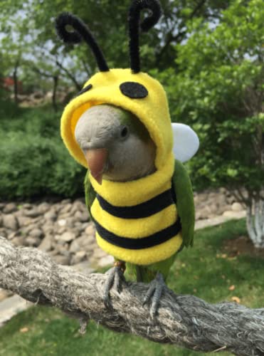 Bird Costume Bird Diaper Flight Suit Bird Bee Shape Bird Clothes Cosplay Photo Prop for Parrots Lovebird Budgie Parakeet Cockatiel Sun Conure, Small Animals Apparel (Bee Without Diaper, X-Large)