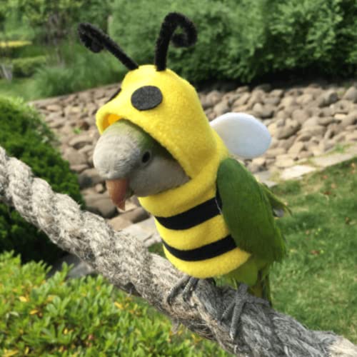 Bird Costume Bird Diaper Flight Suit Bird Bee Shape Bird Clothes Cosplay Photo Prop for Parrots Lovebird Budgie Parakeet Cockatiel Sun Conure, Small Animals Apparel (Bee Without Diaper, X-Large)