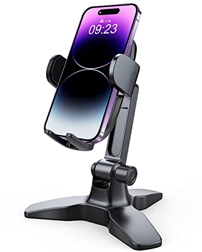 OQTIQ Cell Phone Stand for Desk, Adjustable Phone Stand with 360 Degree Rotation, Heavy Duty Cell Phone Holder, Home Office Accessories, Desktop Phone Holder for iPhone 14 13 12 Pro Max, Galaxy S22