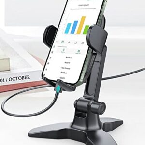 OQTIQ Cell Phone Stand for Desk, Adjustable Phone Stand with 360 Degree Rotation, Heavy Duty Cell Phone Holder, Home Office Accessories, Desktop Phone Holder for iPhone 14 13 12 Pro Max, Galaxy S22