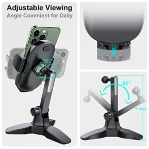 OQTIQ Cell Phone Stand for Desk, Adjustable Phone Stand with 360 Degree Rotation, Heavy Duty Cell Phone Holder, Home Office Accessories, Desktop Phone Holder for iPhone 14 13 12 Pro Max, Galaxy S22