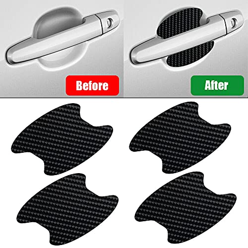 BRAVECOW 4PCS Universal 3D Car Door Handle Protector Film Carbon Fiber Waterproof Anti-Scratch Sticker Paint Guard for Car Vehicle