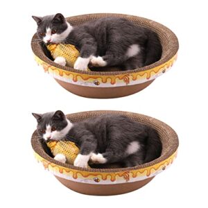 petphindu 2pcs cardboard cat scratcher corrugated cat scratcher cat scratch ramp cat scratcher little scratchers cat scratch bowl cat carpet scratcher scratchboard for cat with cat grass and catnip