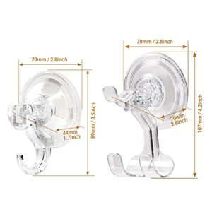 Lunmore Razor Suction Hooks, 2 Vacuum Suction Cup Hooks and 1 Razor Holder Removable and Reusable Powerful Kitchen Bathroom Shower Wall Hooks for Razor Plug Towel Loofah Utensils Decorations (Clear)