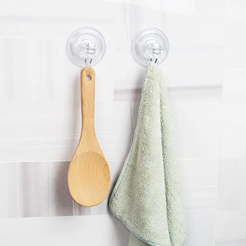 Lunmore Razor Suction Hooks, 2 Vacuum Suction Cup Hooks and 1 Razor Holder Removable and Reusable Powerful Kitchen Bathroom Shower Wall Hooks for Razor Plug Towel Loofah Utensils Decorations (Clear)