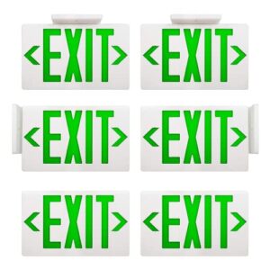 akt lighting green led exit sign emergency light with battery backu, double face hardwired green letter emergency exit lighting for, restaurant, commercial, supermarket, ul-listed, 120-277v, 6pcs