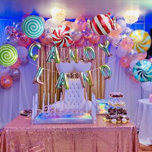 Halovin Candy Land Letter Balloons for Candy Theme Party, Rainbow Candy Land Balloons for Wonka Party (Colorful)