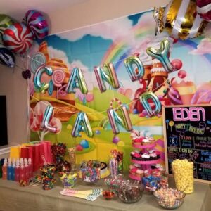 Halovin Candy Land Letter Balloons for Candy Theme Party, Rainbow Candy Land Balloons for Wonka Party (Colorful)