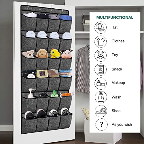 Meerainy Over the Door Shoe Organizer,Large 24 Pockets Hanging Shoe Rack with Sturdy Hooks,Space Saving Shoes Storage Hangs on Closets Pantry for Shoes, Sneakers High Heeled Shoes 24.8''*68.9''