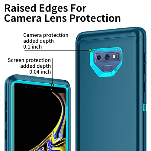 Mieziba for Galaxy Note 9 Case,Shockproof Dropproof Dustproof,3-Layer Full Body Protection Heavy Duty High Impact Hard Cover Case for Samasung Galaxy Note 9,Turquoise