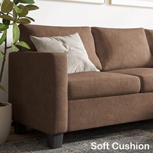 YESHOMY Convertible Sectional Sofa with Comfortable Backrest,L-Shaped Couch with Modern Cotton Fabric for Living Room, Brown