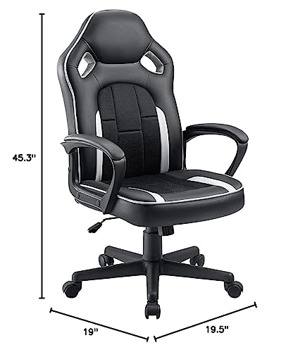 Shahoo Office Chair Swivel Task Seat with Mid-Back, Ergonomic Waist Support, Mesh, White