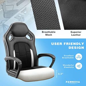 Shahoo Office Chair Swivel Task Seat with Mid-Back, Ergonomic Waist Support, Mesh, White