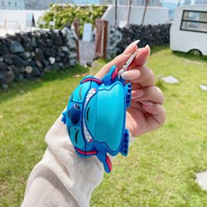 Air Pod Case, Cute Cartoon Design Case Compatible with Air Pod 1/2, Protective Premium Silicone Case with Keychain. (Blue)