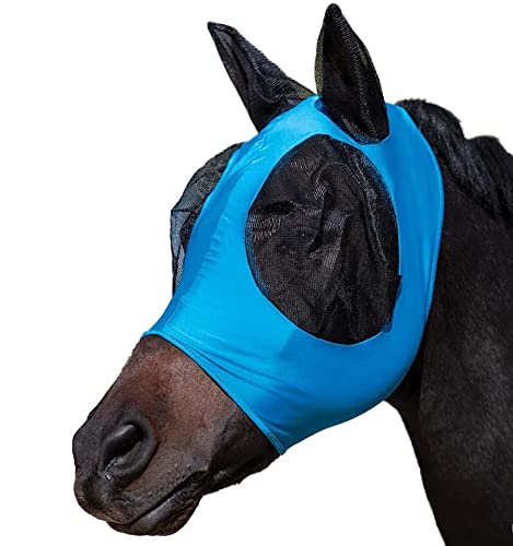 Homelay Breathable Horse Fly Mask with Ear, UV Protection, Blue Full