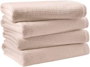 amazon aware 100% organic cotton ribbed bath towels - bath towels, 4-pack, blush