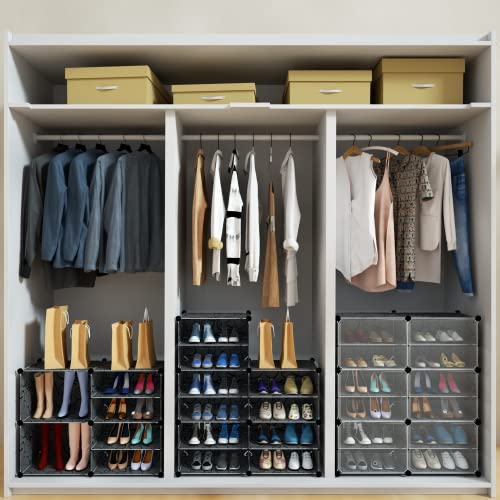 HOMICKER Shoe Rack Organizer, 48 Pair Shoe Storage Cabinet with Door Expandable Plastic Shoe Shelves for Heels, Boots, Slippers,8 Tier