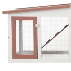 Outdoor Rabbit Hutch Garden Backyard Poultry Cage Small Animals House Wood with 2 Ramps and Removable Tray