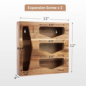 Retrieved Tools Ziplock Bag Storage Organizer - Acacia Wood Food Bags Container for Kitchen Drawer - Compatible with ziplock Brands. Baggie Dispenser - Holder for Gallon, Quart, Sandwich and Snack