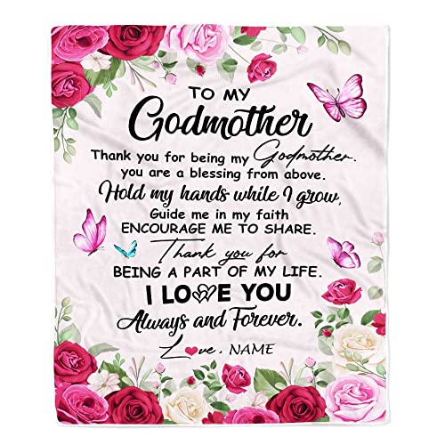 TeesNow Personalized to My Godmother Blanket from Goddaughter Godson Thank You for Being My Godmother Mothers Day Birthday Christmas Customized Fleece Throw Blanket (30 x 40 Inches - Baby Size)