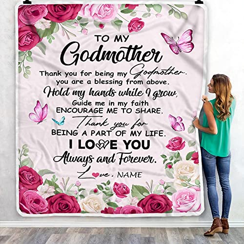 TeesNow Personalized to My Godmother Blanket from Goddaughter Godson Thank You for Being My Godmother Mothers Day Birthday Christmas Customized Fleece Throw Blanket (30 x 40 Inches - Baby Size)