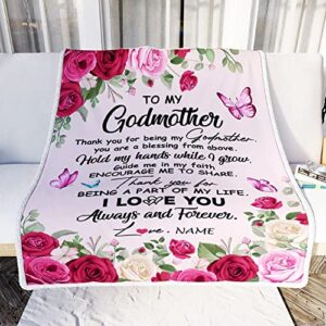 TeesNow Personalized to My Godmother Blanket from Goddaughter Godson Thank You for Being My Godmother Mothers Day Birthday Christmas Customized Fleece Throw Blanket (30 x 40 Inches - Baby Size)