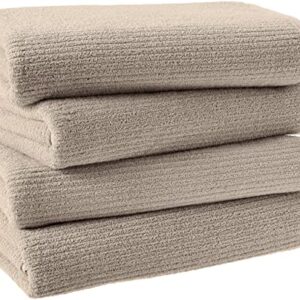 Amazon Aware 100% Organic Cotton Ribbed Bath Towels - Bath Towels, 4-Pack, Taupe