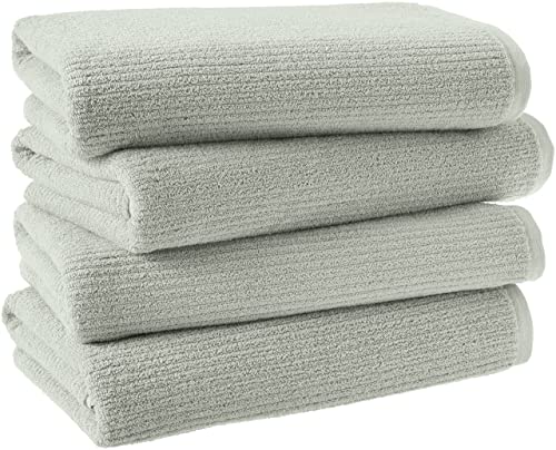 Amazon Aware 100% Organic Cotton Ribbed Bath Towels - Bath Towels, 4-Pack, Sage Green