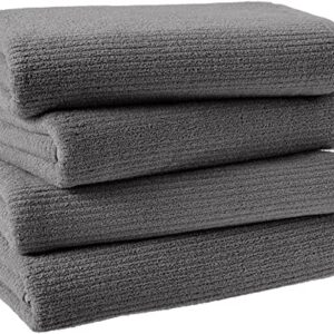 Amazon Aware 100% Organic Cotton Ribbed Bath Towels - Bath Towels, 4-Pack, Dark Gray