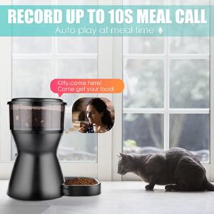 Automatic Cat Feeders, 4L Automatic Cat Food Dispenser with APP and 2.4G WiFi, Timed Pet Feeder Program 1-10 Meals Control, 10s Voice Recorder, Auto Cat Feeder for Cat and Dog, Black