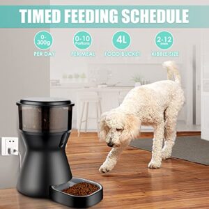 Automatic Cat Feeders, 4L Automatic Cat Food Dispenser with APP and 2.4G WiFi, Timed Pet Feeder Program 1-10 Meals Control, 10s Voice Recorder, Auto Cat Feeder for Cat and Dog, Black