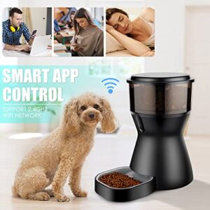 Automatic Cat Feeders, 4L Automatic Cat Food Dispenser with APP and 2.4G WiFi, Timed Pet Feeder Program 1-10 Meals Control, 10s Voice Recorder, Auto Cat Feeder for Cat and Dog, Black