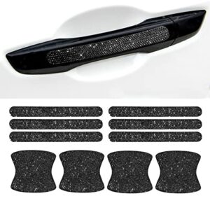 betterjonny 10pcs crystal car door handle scratches protector, rhinestone car door handle stickers bling car door handle scratch protector stickers for women and girls car stickers (black)