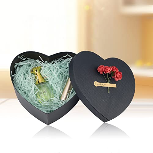 BENECREAT 3 Set Heart Shape Present Boxes, Black Decorative Gifting Box, Nesting Stacking Gift Packaging Box for Souvenirs, Wedding, Candy Cookies Choclates