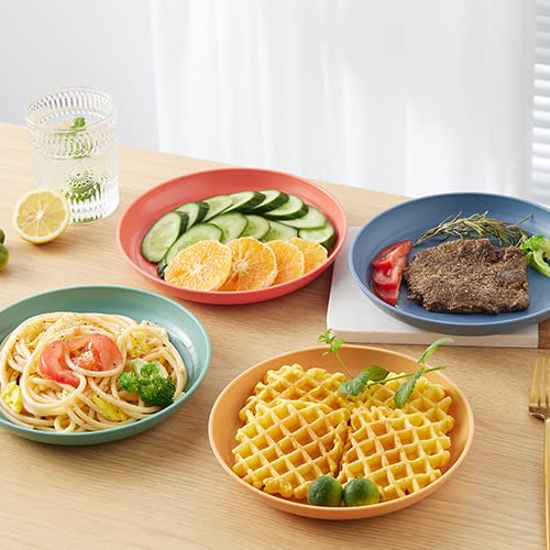 7.8 Inch Lightweight Wheat Straw Plates, 6 PACK Unbreakable Deep Dinner Plates, Dishwasher & Microwave Safe Wheat Straw Dinnerware Sets for Kids Adult, BPA Free