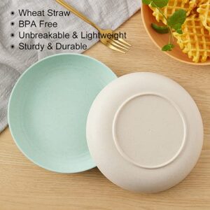 7.8 Inch Lightweight Wheat Straw Plates, 6 PACK Unbreakable Deep Dinner Plates, Dishwasher & Microwave Safe Wheat Straw Dinnerware Sets for Kids Adult, BPA Free