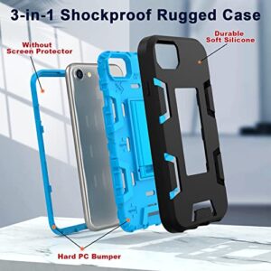 ZoneFoker Designed for iPhone SE Case 2022/2020, iPhone 8/7 Case, iPhone 6/6S Case,Slim Shockproof Rugged Protective Phone Case 4.7 inch iPhone SE 3rd/2nd Generation for Kids Boys, Black+Blue