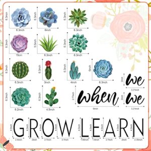 13 Pieces Succulents Cutouts Classroom Decor Succulents Paper Cuts Rustic Bloom Succulent Accents When We Learn We Grow Bulletin Board Set for Kids Classroom School Wall Decorations